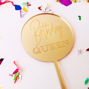 Birthday Queen Gold Mirror Acrylic Cake Topper - Etsy