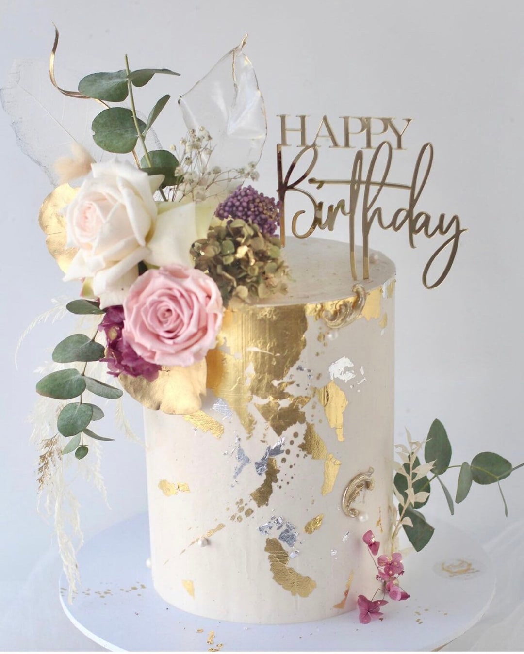 Happy Birthday Acrylic Cake Topper, Fancy Cake Topper, Milestone ...