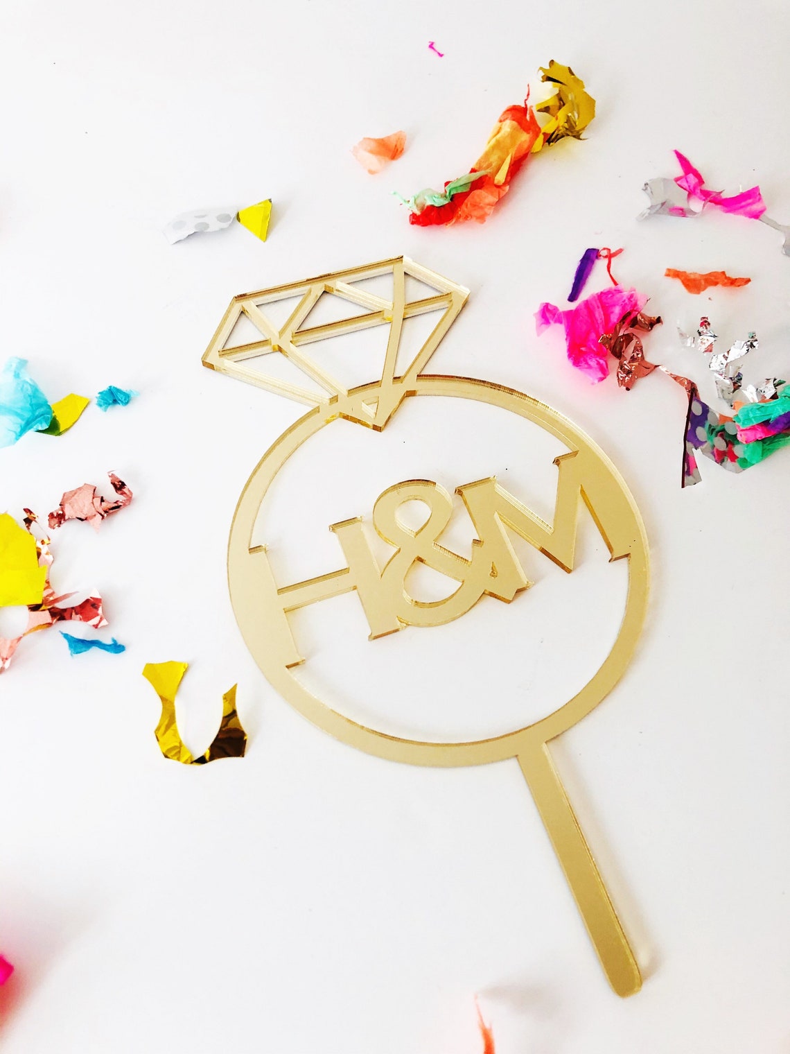 Engaged cake topper engaged ring topper wedding cake topper | Etsy