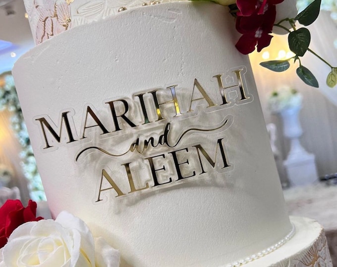 Acrylic Wedding Cake Charm, Personalised Cake Charm, Engagement Cake ...