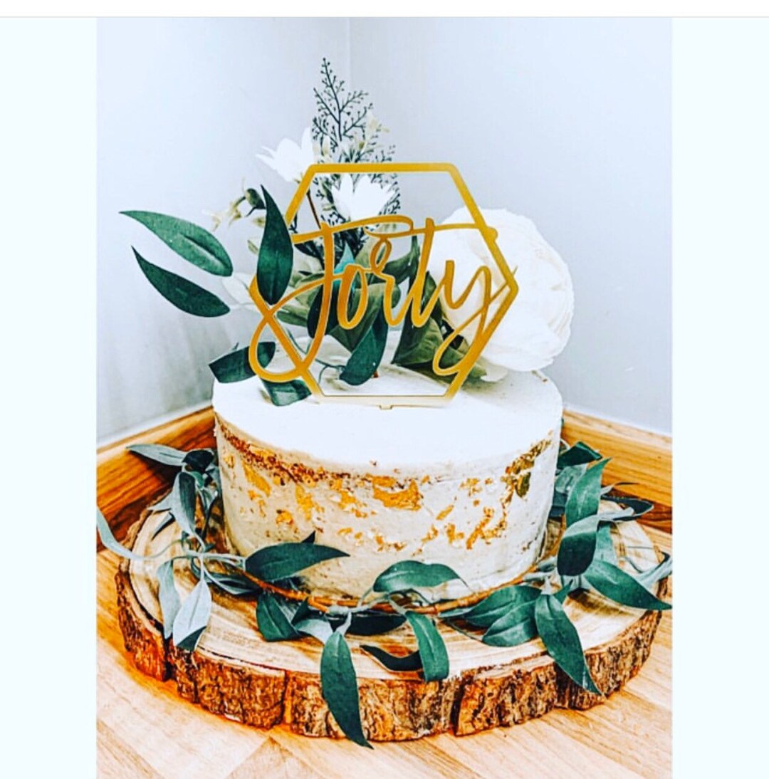 Forty Acrylic Cake Topper, 40 Number Cake Topper, Milestone Birthday ...