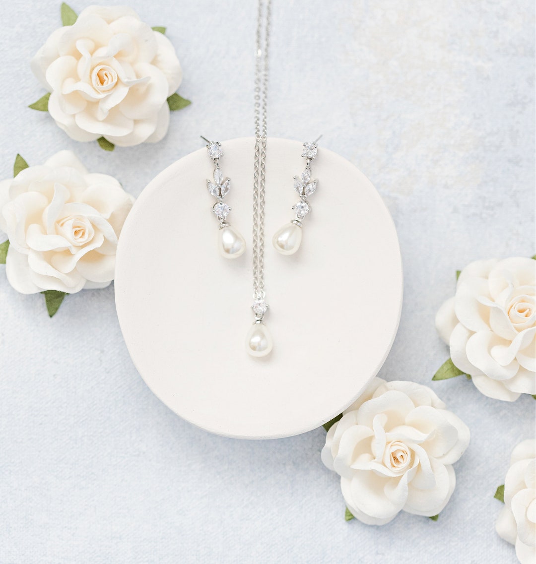 Pearl Wedding Jewelry Set, Pearl Bridal Jewelry, Pearl Bridal Necklace ...