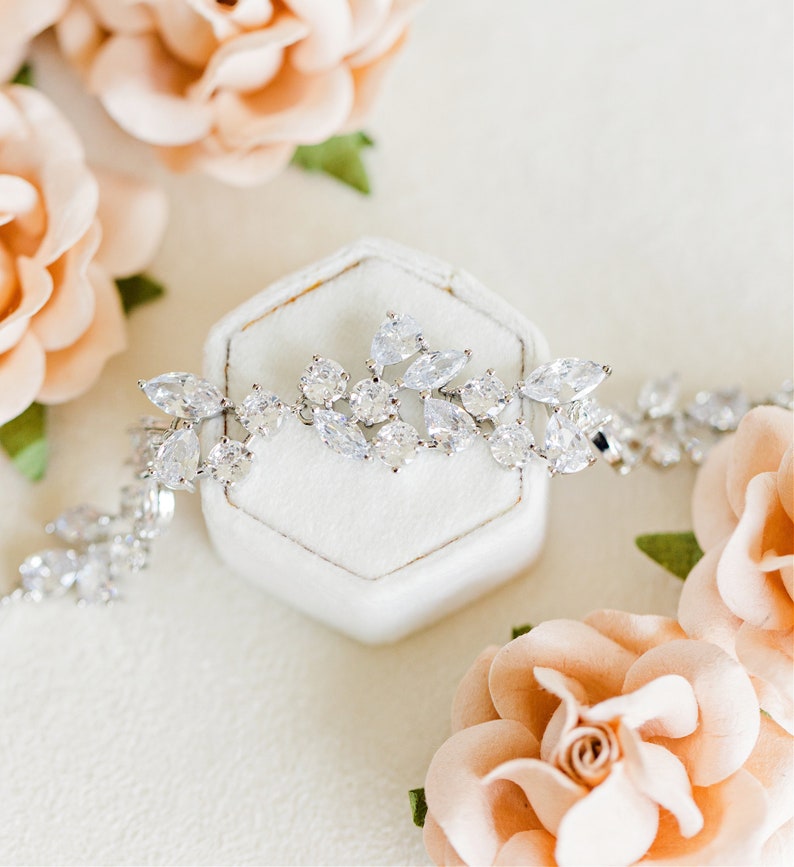 Crystal Wedding Bracelet Silver Bridal Bracelet Wedding - Etsy