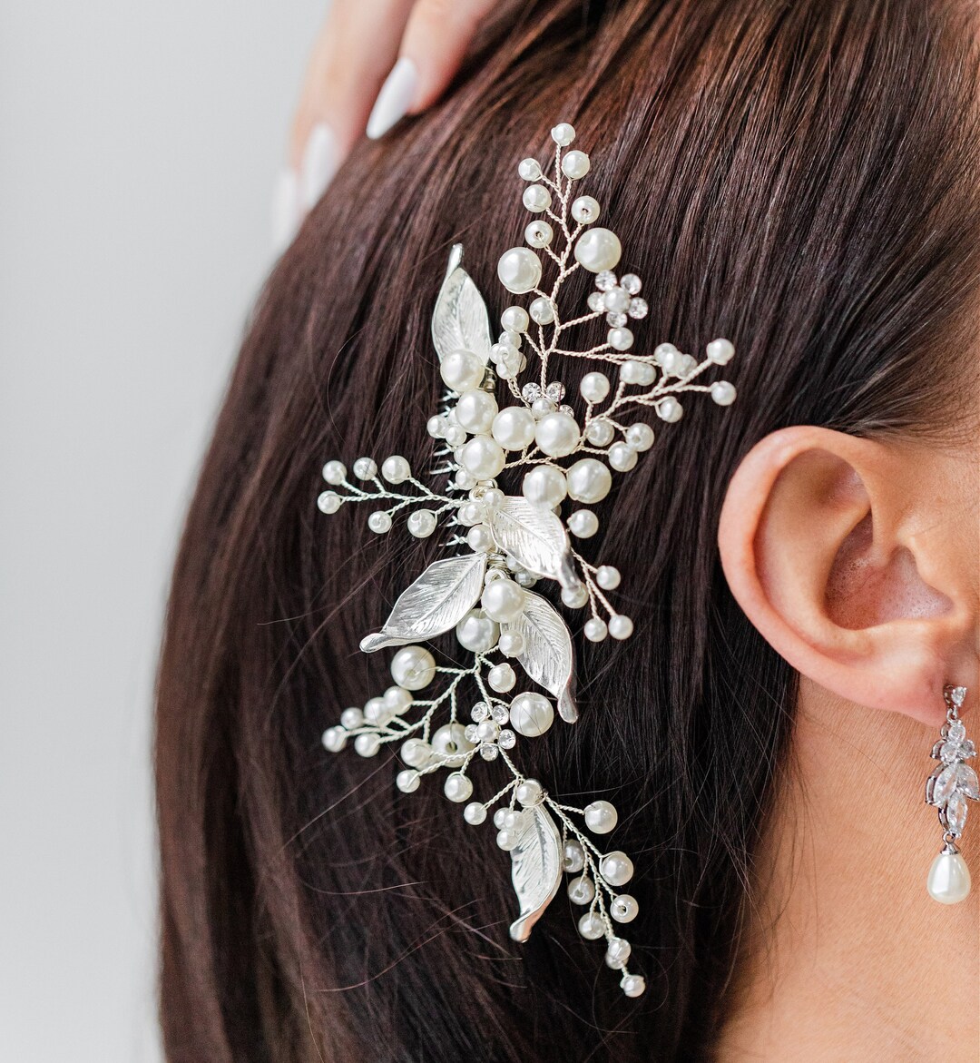 Pearl Bridal Hair Comb, Floral Wedding Hair Comb, Crystal Bridal Hair ...