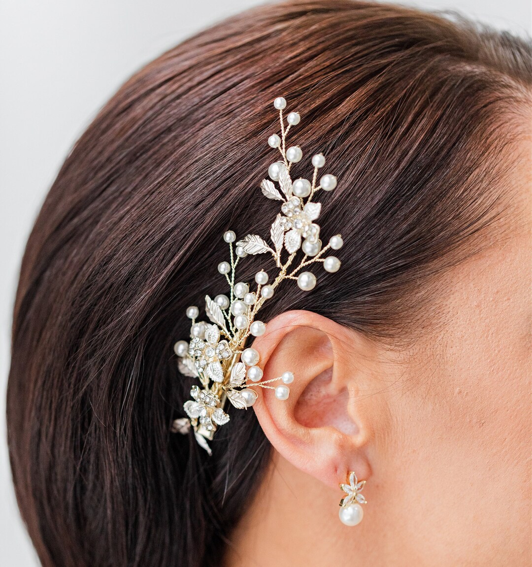Pearl Bridal Hair Clip, Gold Wedding Hair Clip, Crystal Bridal Hair ...