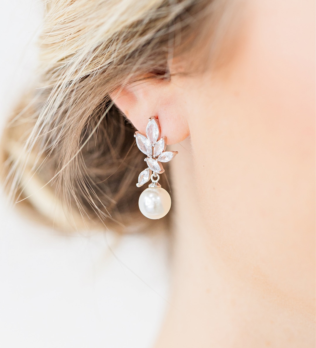 Pearl Drop Bridal Earrings Pearl Bridesmaid Earrings, Pearl Drop ...