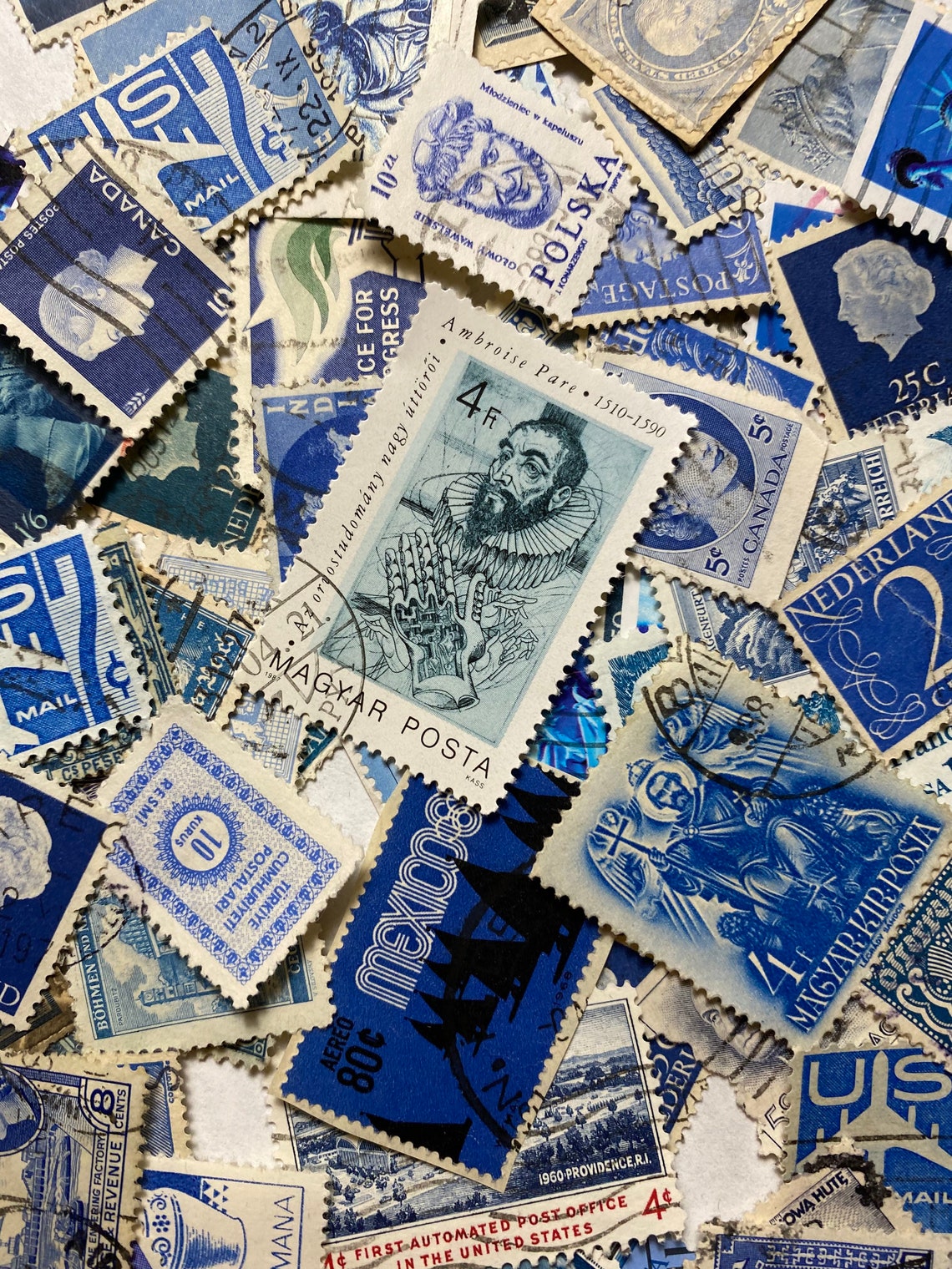 100 Blue Stamps | Etsy