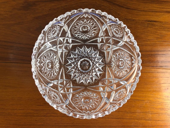 Ornate Deep Cut Crystal Bowl with Sawtooth Rim | Etsy