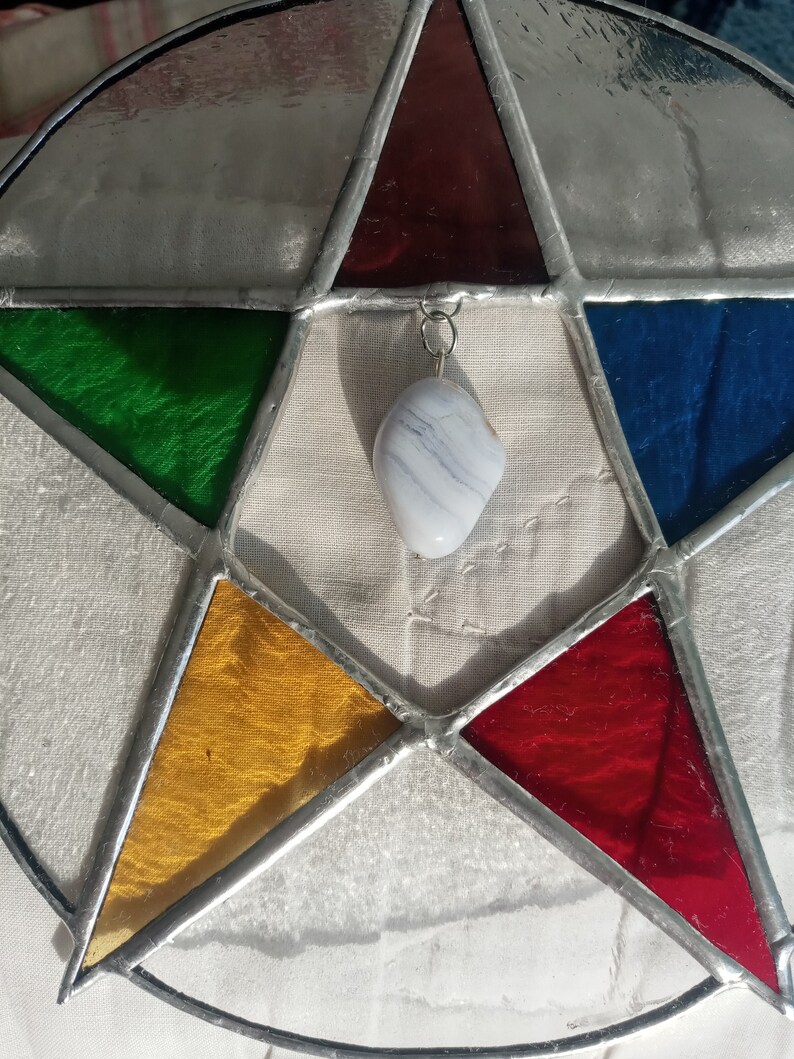 Five Elements Stained Glass Pentacle With Crystal Pendant - Etsy