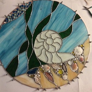 Beveled Sea Shell Stained Glass Panel - Etsy
