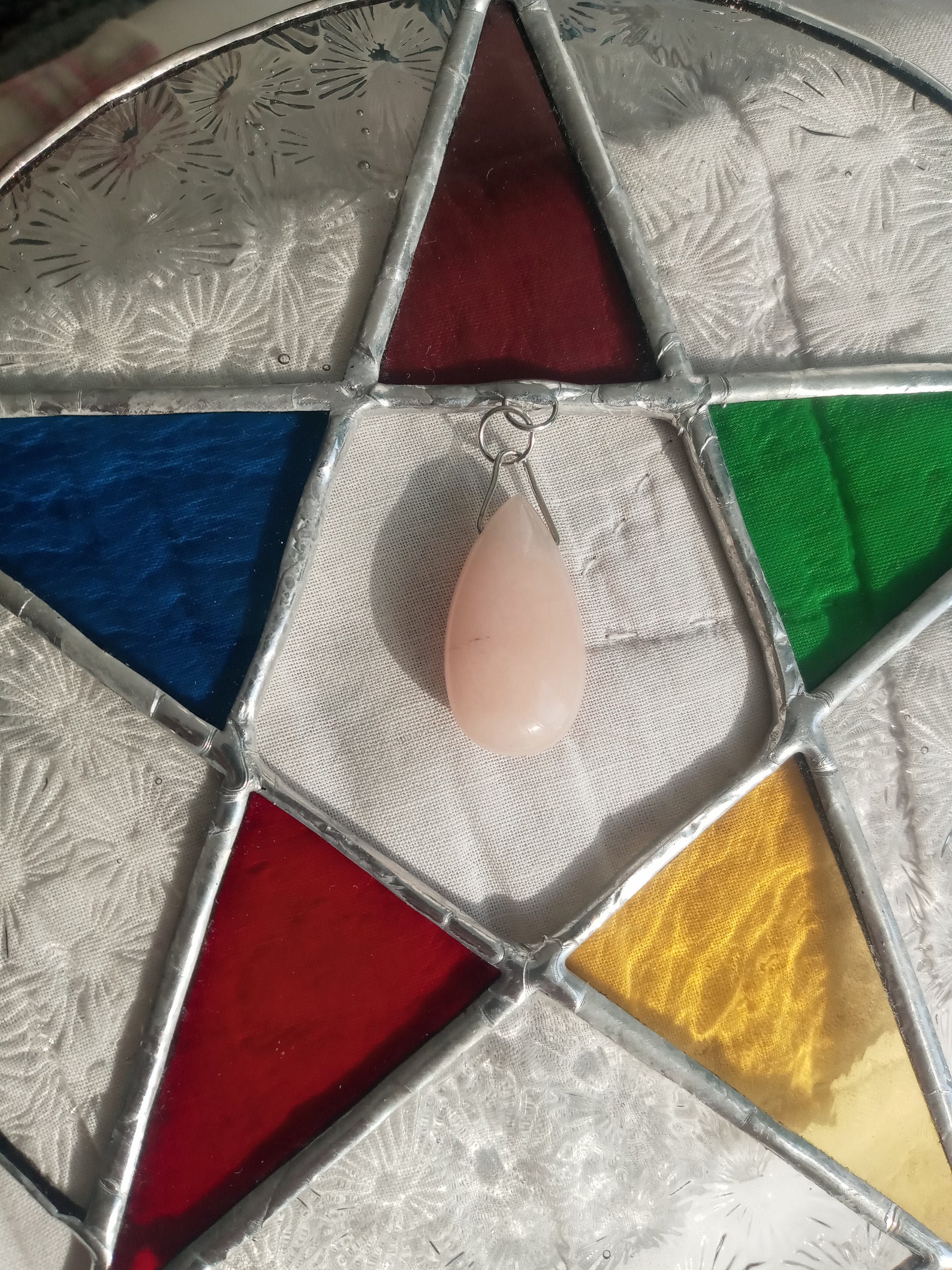 Five Elements Stained Glass Pentacle With Crystal Pendant - Etsy
