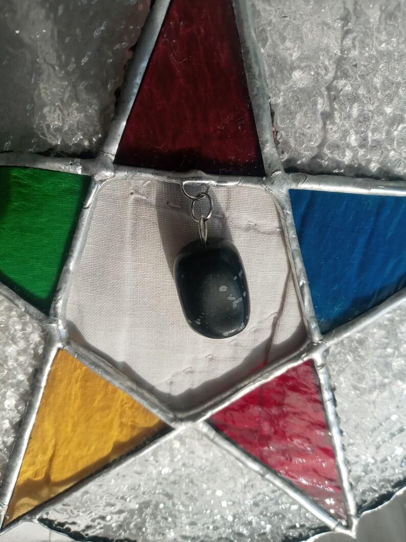 Five Elements Stained Glass Pentacle With Crystal Pendant - Etsy
