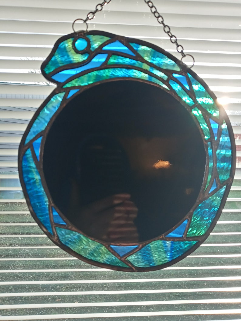 Serpent Snake Stained Glass Black Scrying Mirror | Etsy