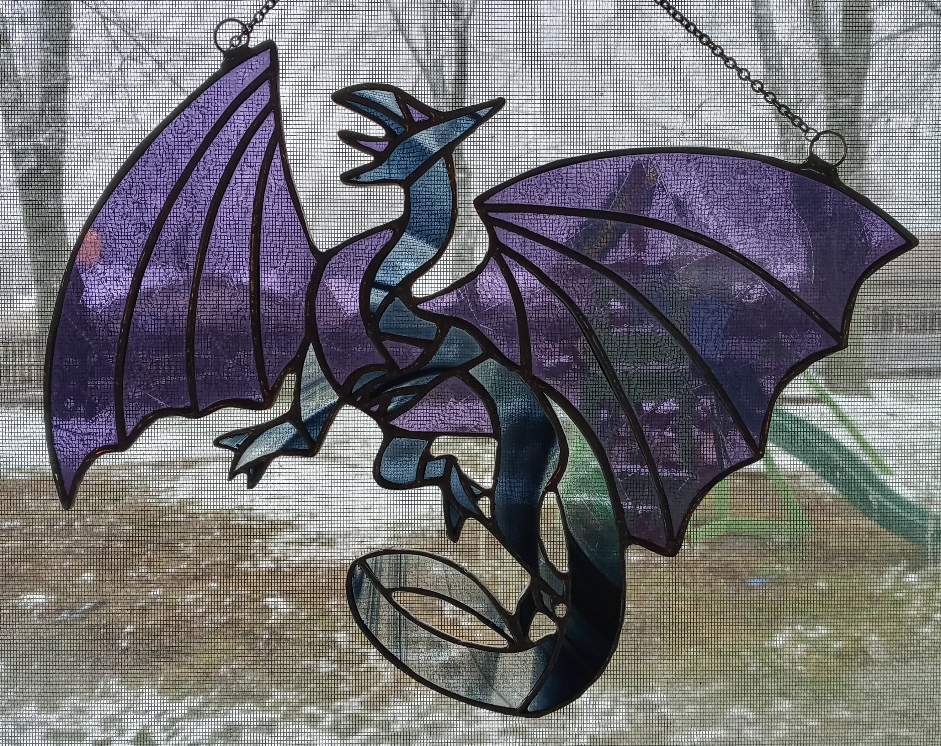 Fierce Flying Dragon Stained Glass Suncatcher | Etsy UK