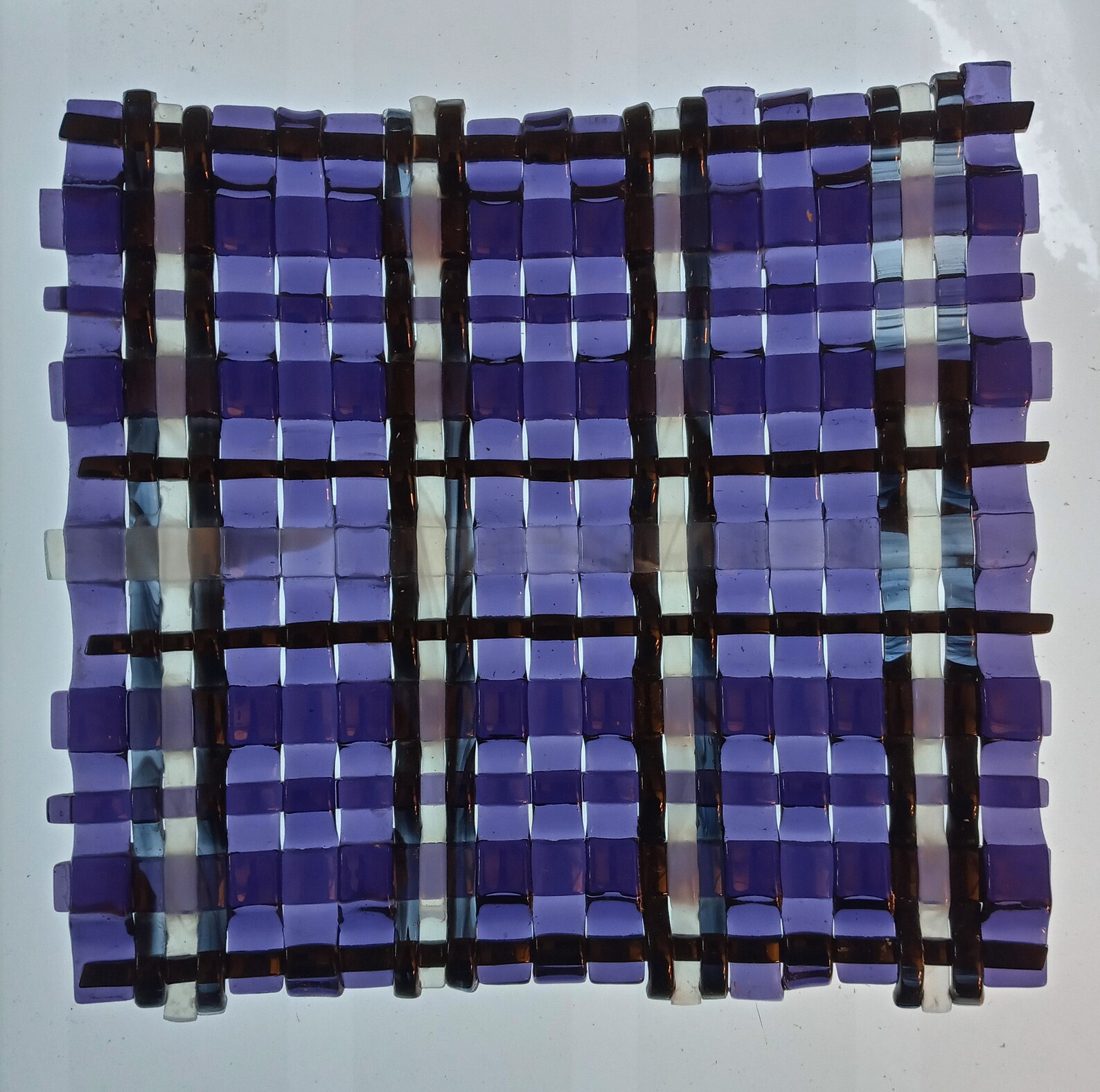 Scottish Tartan Style Plaid Woven Fused Glass Square Plates | Etsy