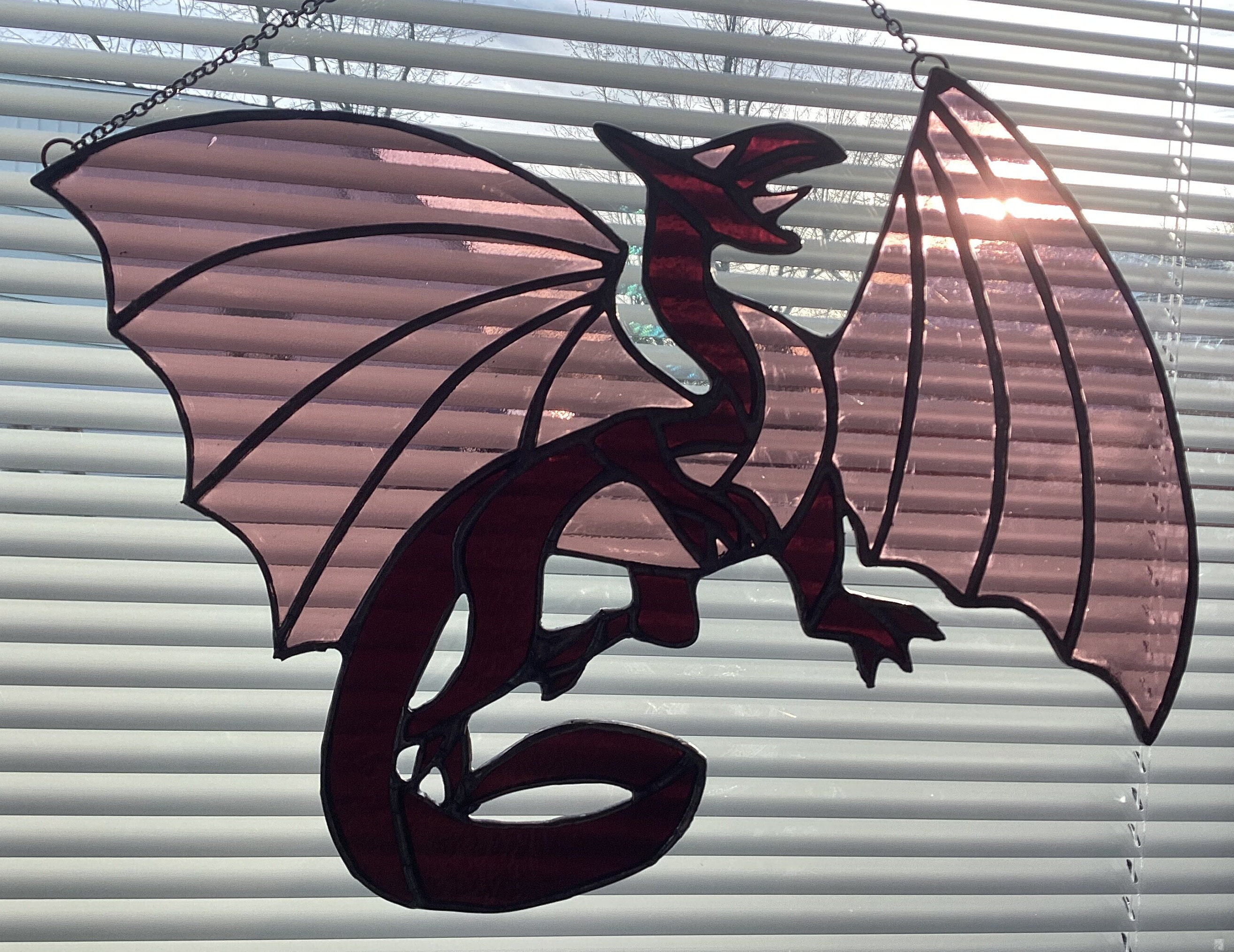 Fierce Flying Dragon Stained Glass Suncatcher - Etsy UK