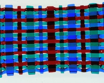 Scottish Tartan Style Plaid Woven Fused Glass Square Plates | Etsy