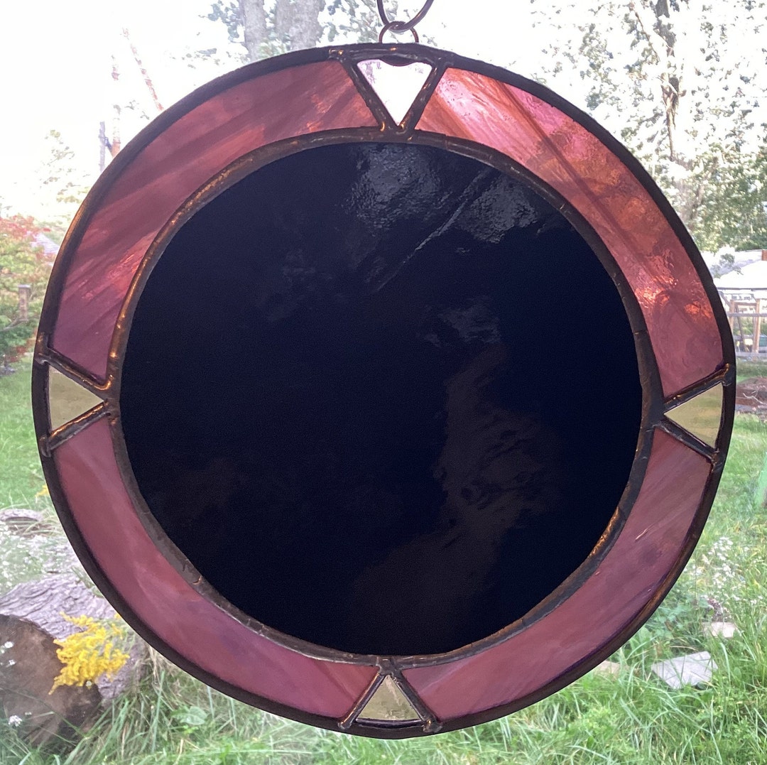 Stained Glass Scrying Mirror Black Glass - Etsy