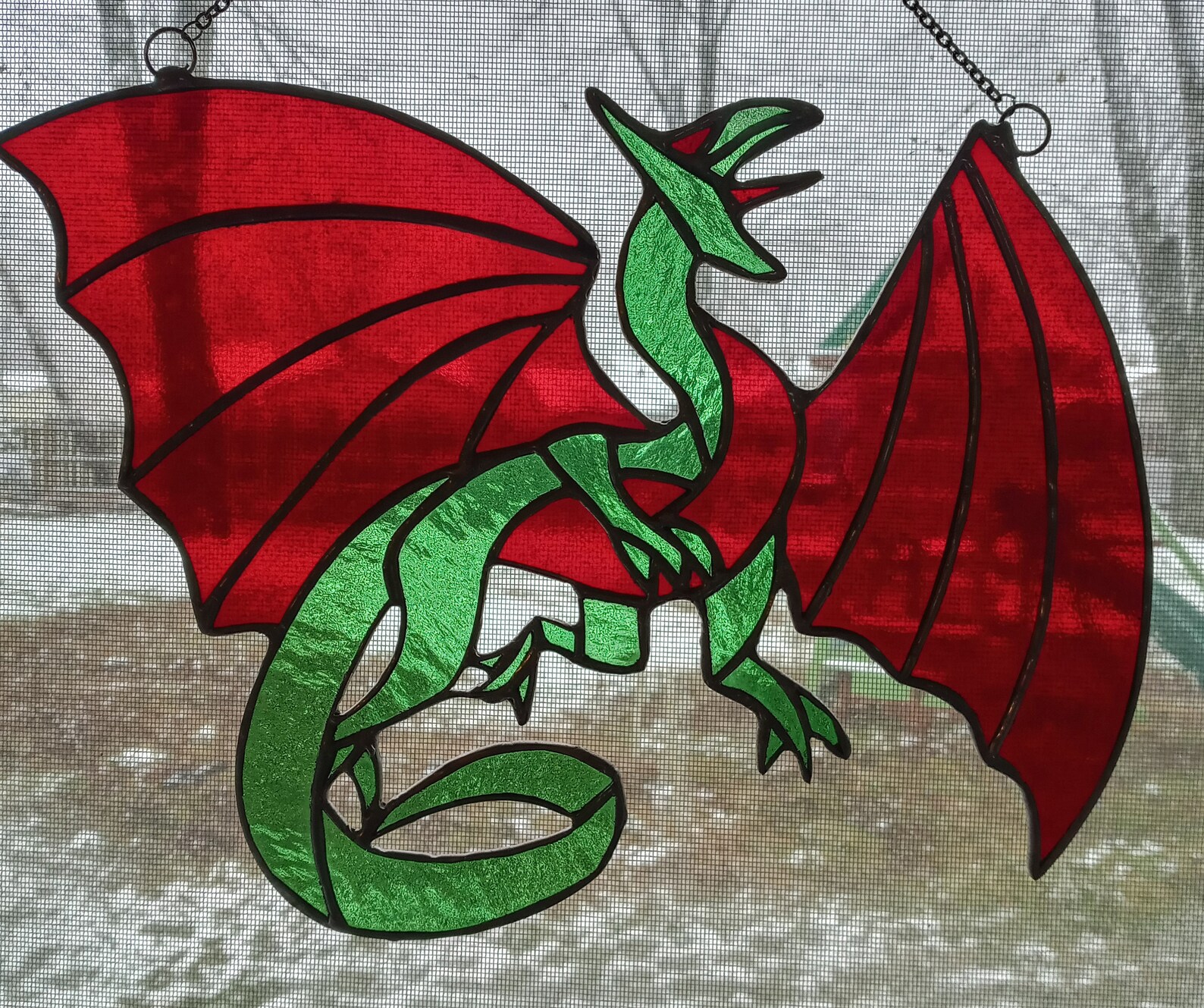 Fierce Flying Dragon Stained Glass Suncatcher | Etsy UK