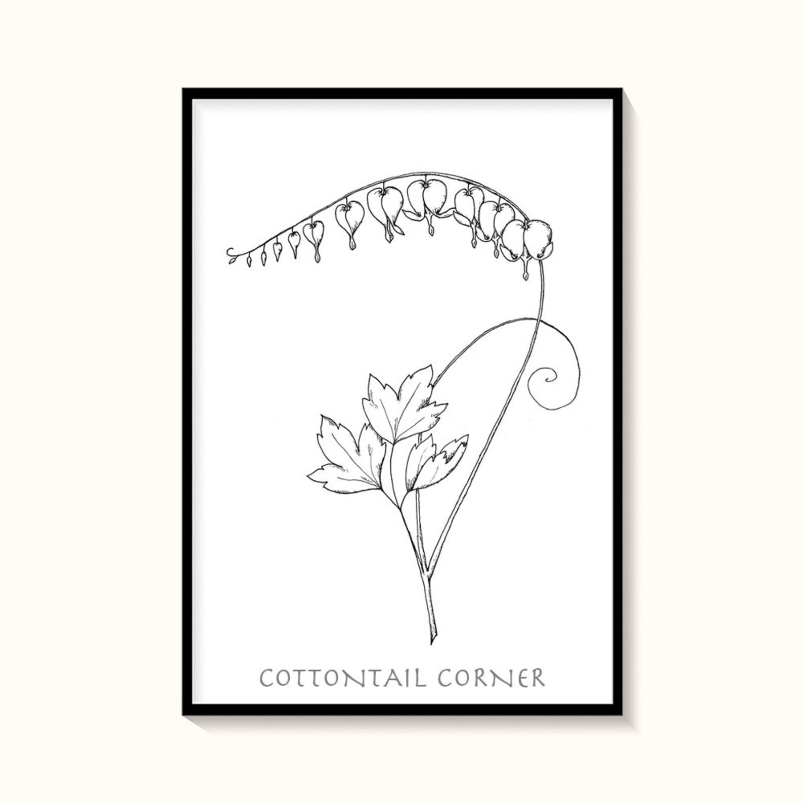 Bleeding Heart Flower, Pen and Ink, Hand Drawing, Instant Download ...