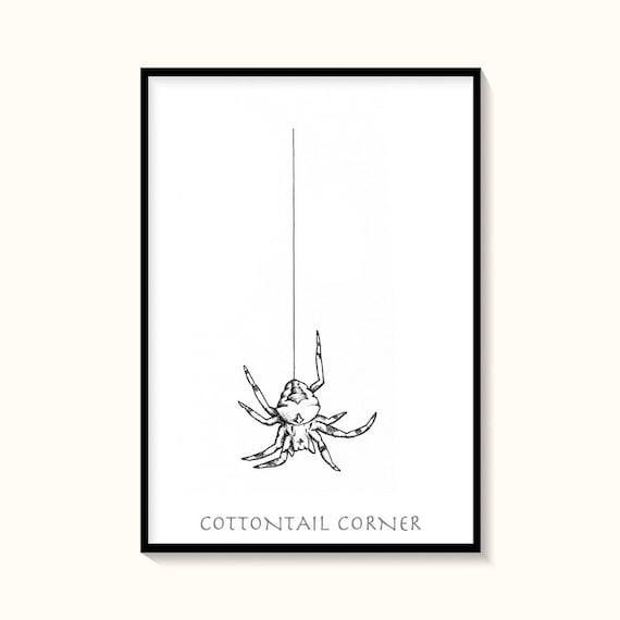 Dangling Spider Drawing Pen and Ink Hand Drawing Instant | Etsy