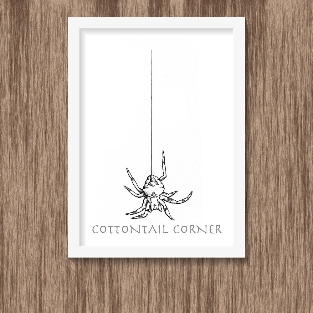 Dangling Spider Drawing, Pen and Ink, Hand Drawing, Instant Download ...