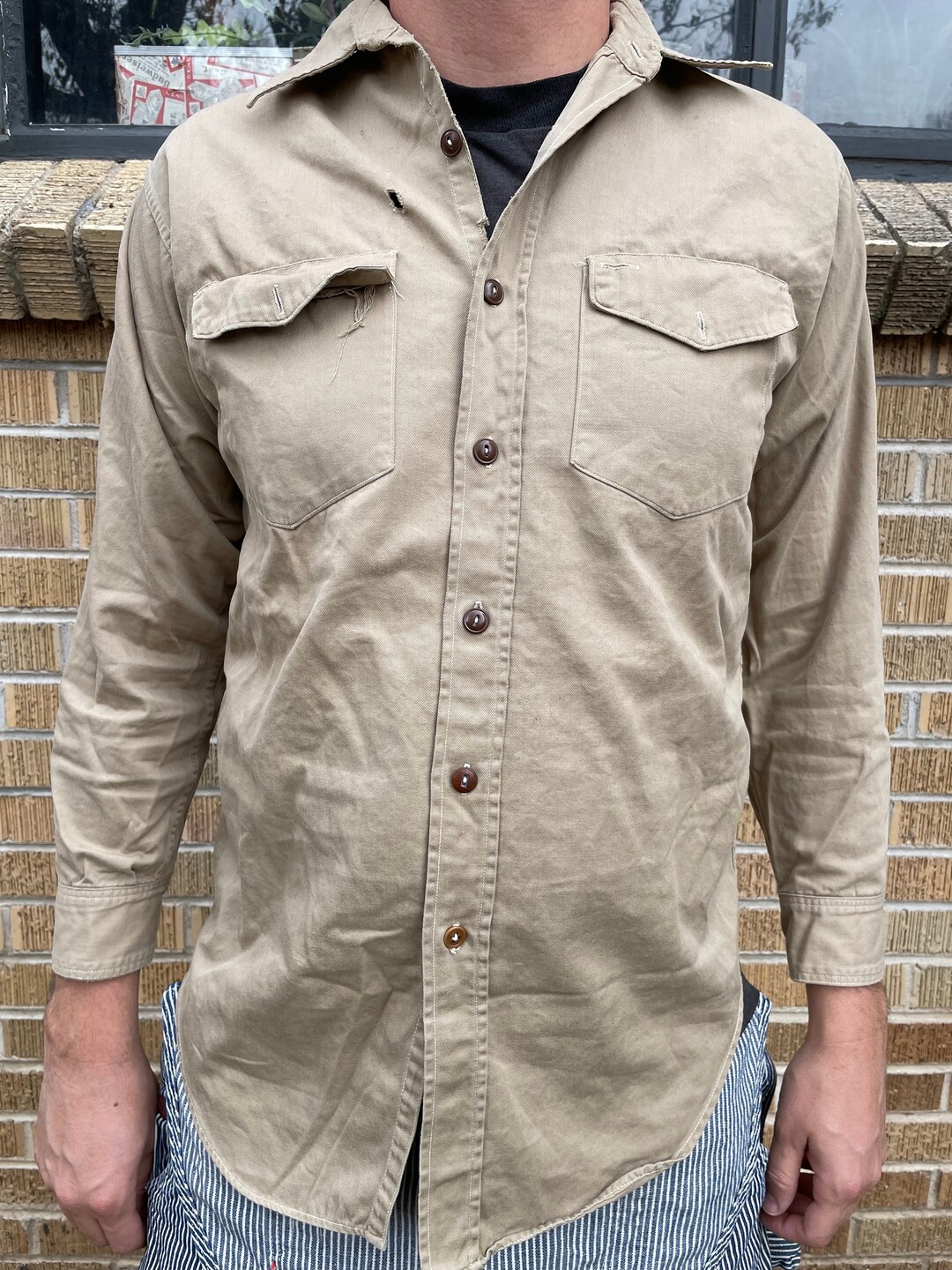 Vintage 1960s Sanforized Work Shirt Button up Size Large - Etsy