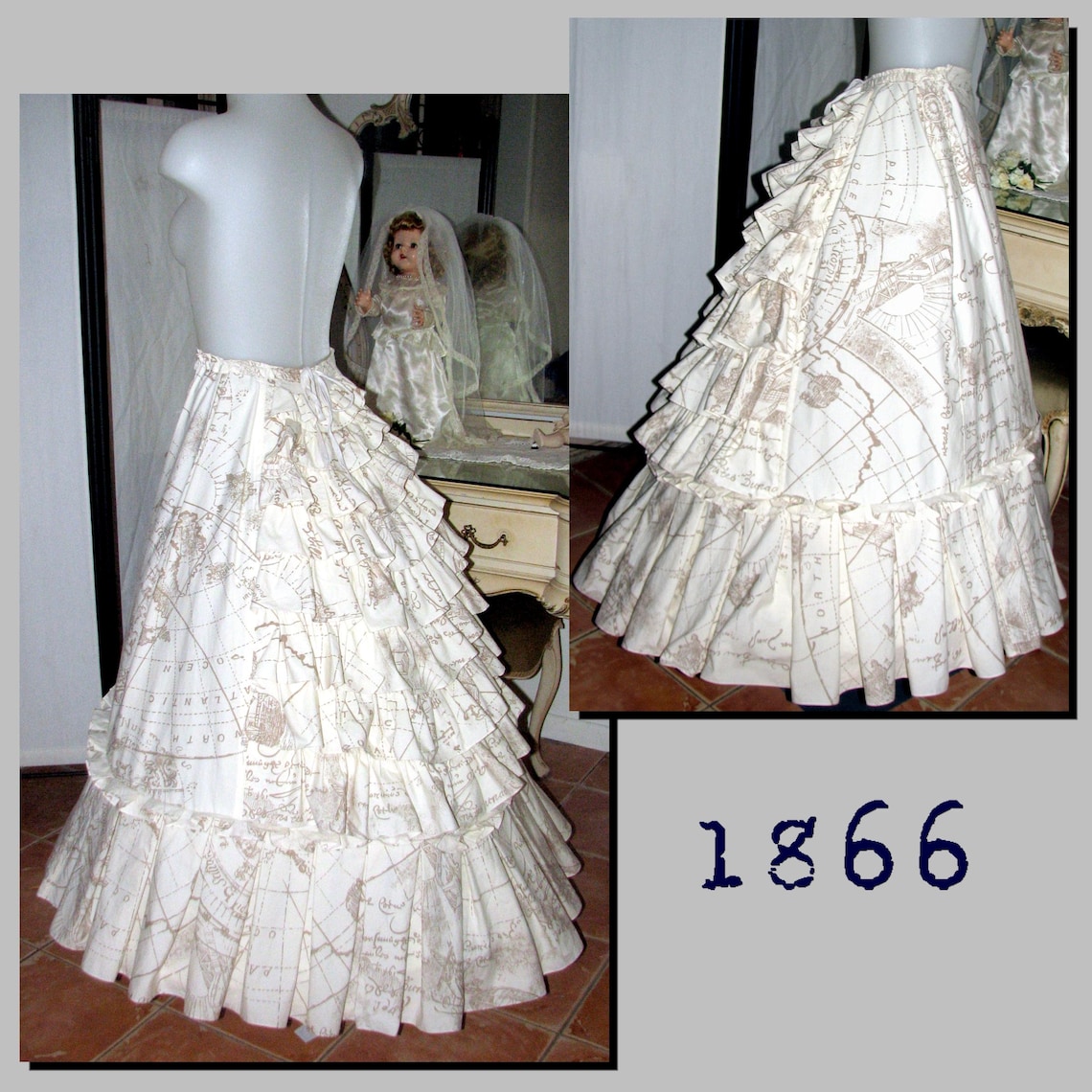 Crinoline With Tournure Bustle and Flounces Victorian - Etsy Australia