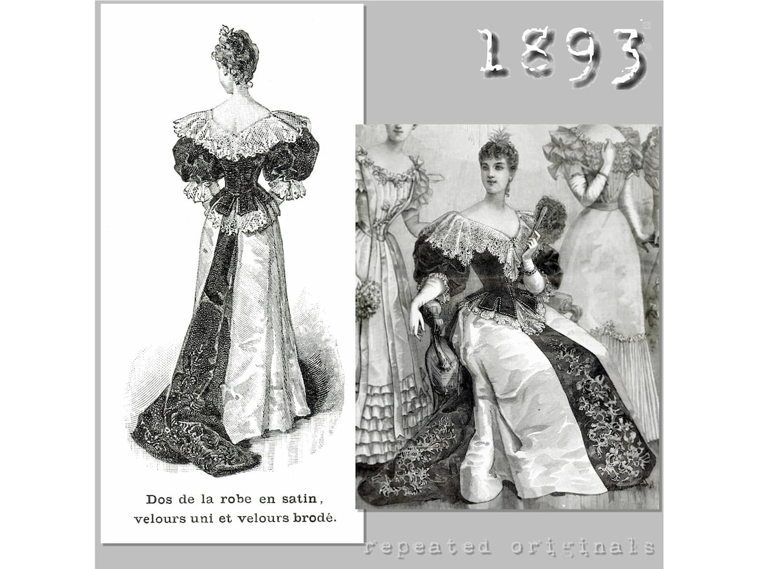 Satin and Embroidered Velvet Ball Gown- Victorian Reproduction PDF ...