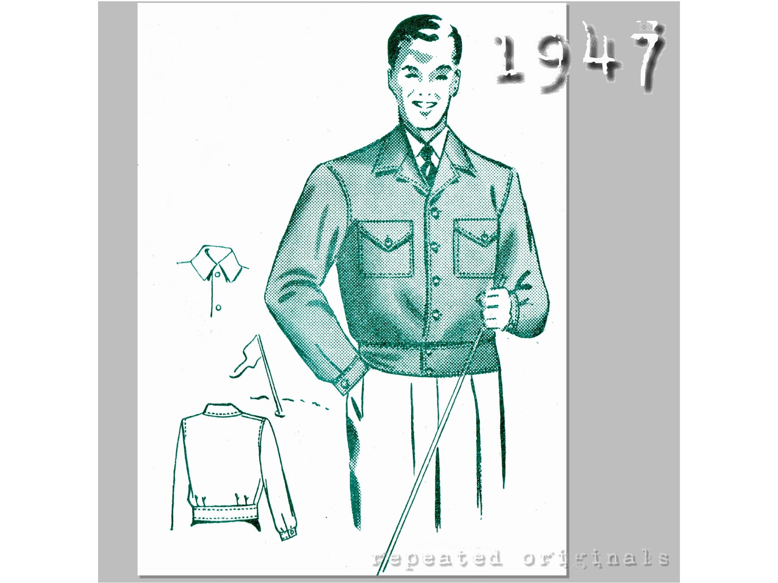 Man's Lumber Jacket (chest 38") - Vintage Reproduction PDF Pattern ...