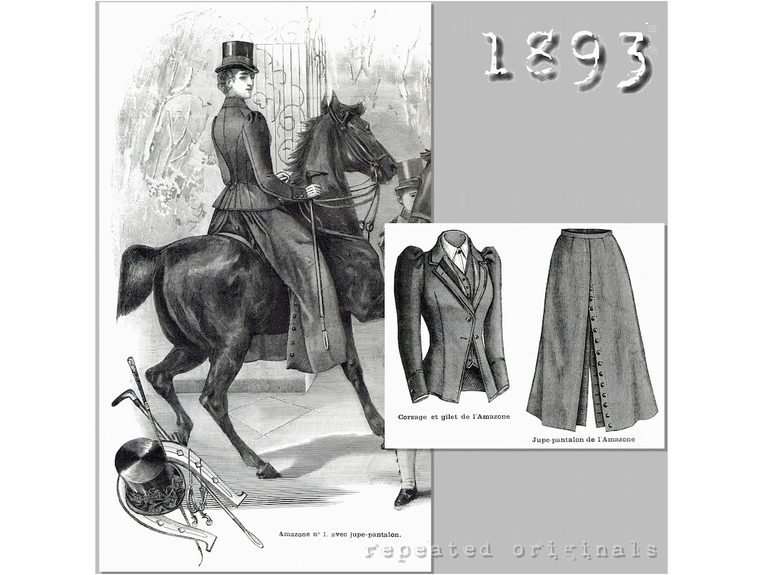 Riding Habit - Ride Astride, Divided Skirt - Victorian Reproduction PDF ...