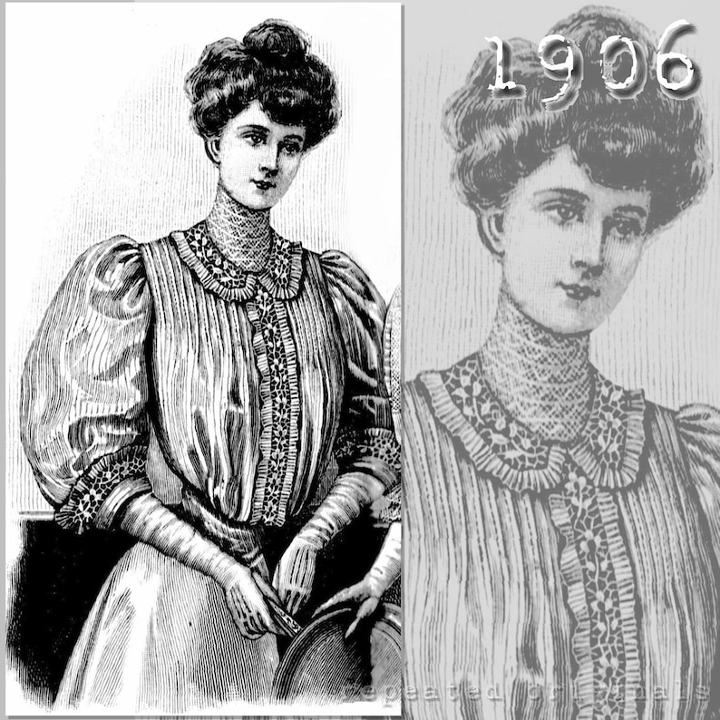 1900s Edwardian Style Blouses, Tops & Sweaters