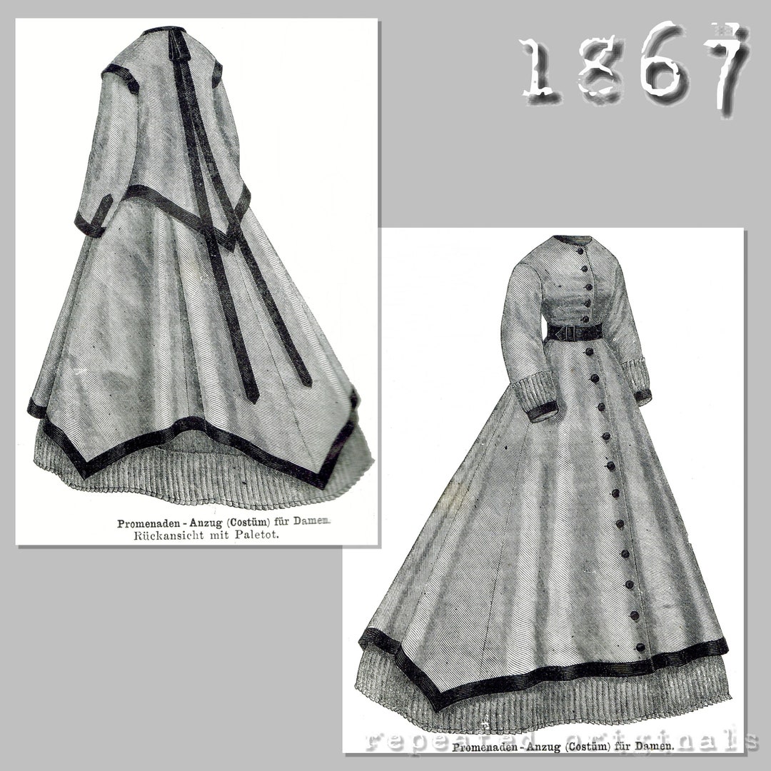 Promenade Outfit With Paletot and Underskirt Victorian - Etsy