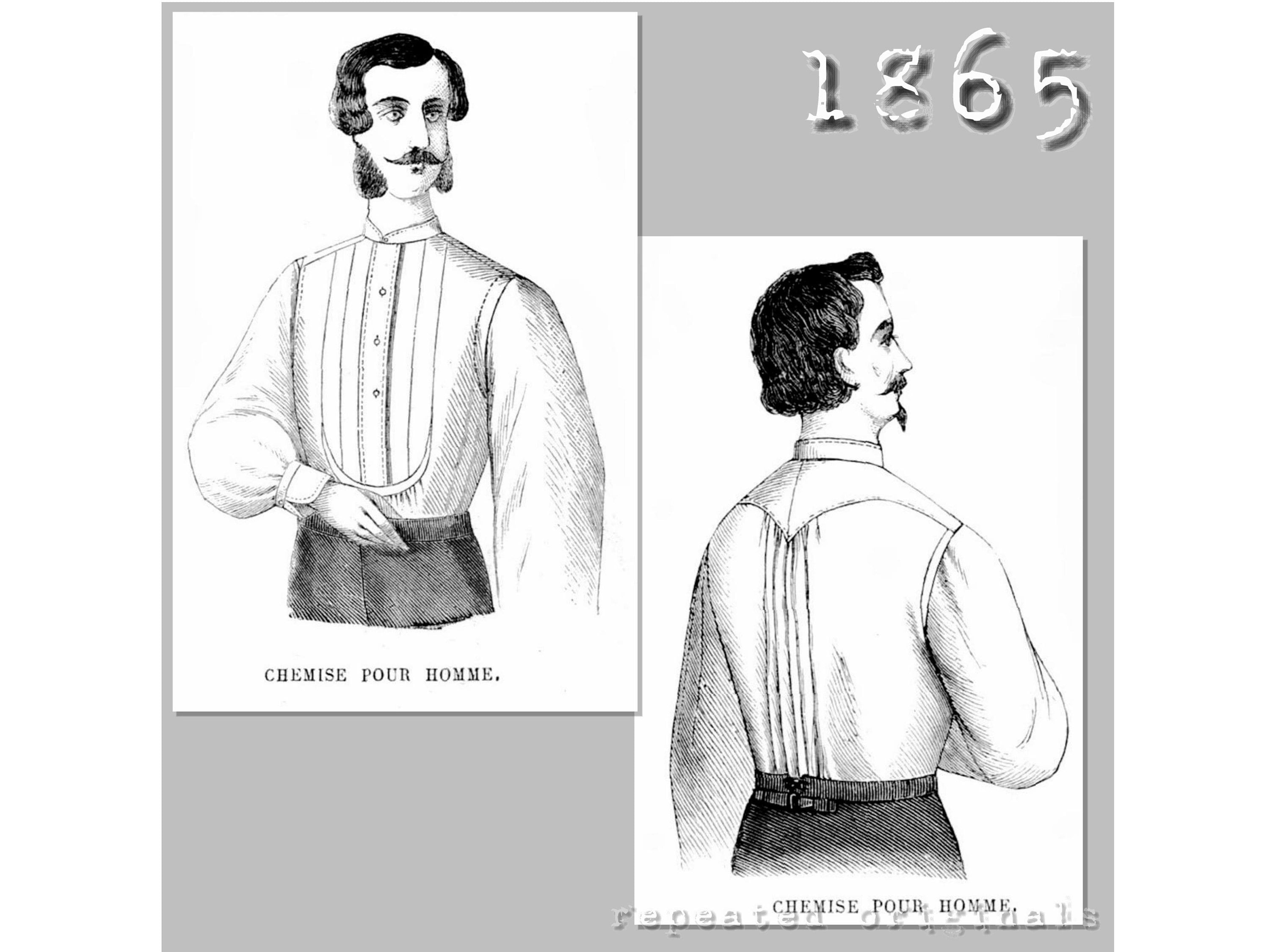 Man's Shirt - Victorian Reproduction PDF Pattern - 1860's - Made From ...