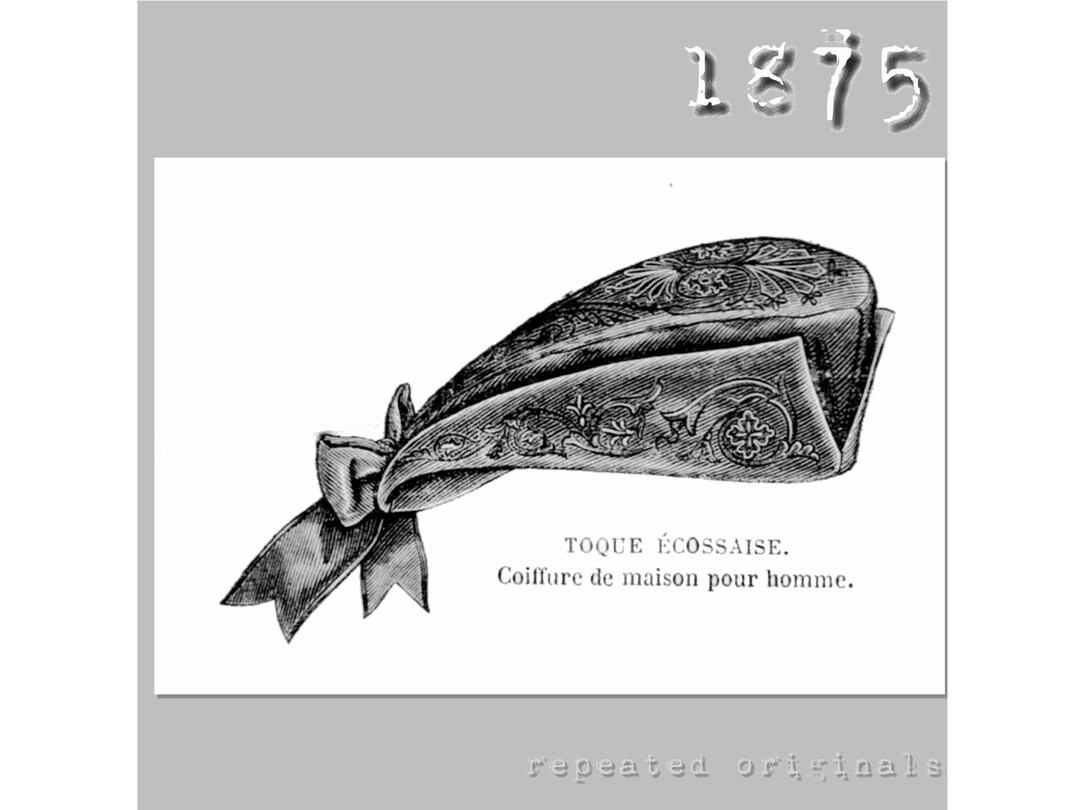 Men's Scottish Toque - Victorian Reproduction PDF Pattern - 1870's ...