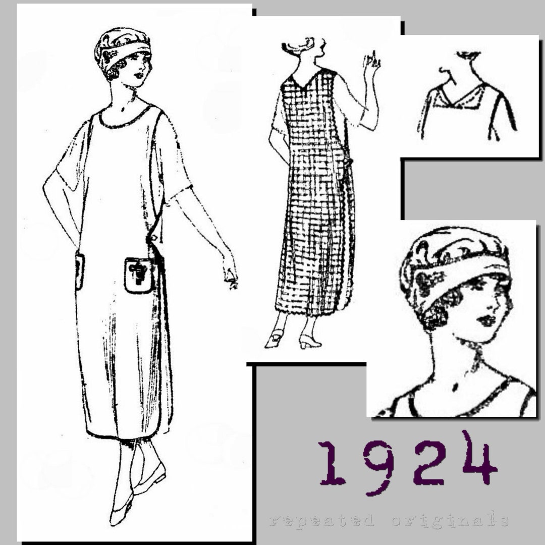 Ladies' Slip Over Apron and Cap 40 Bust Vintage Reproduction PDF ...