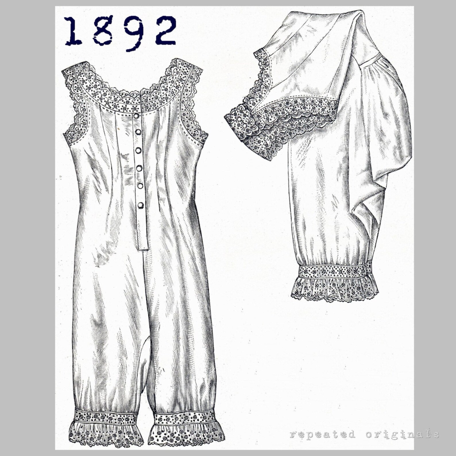 Combinations chemise and Drawers Victorian Reproduction PDF - Etsy