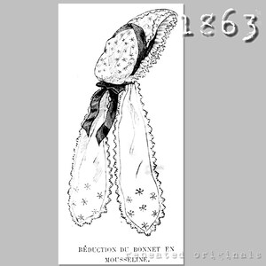 Muslin Cap - Victorian Reproduction PDF Pattern - 1860's - Made From ...