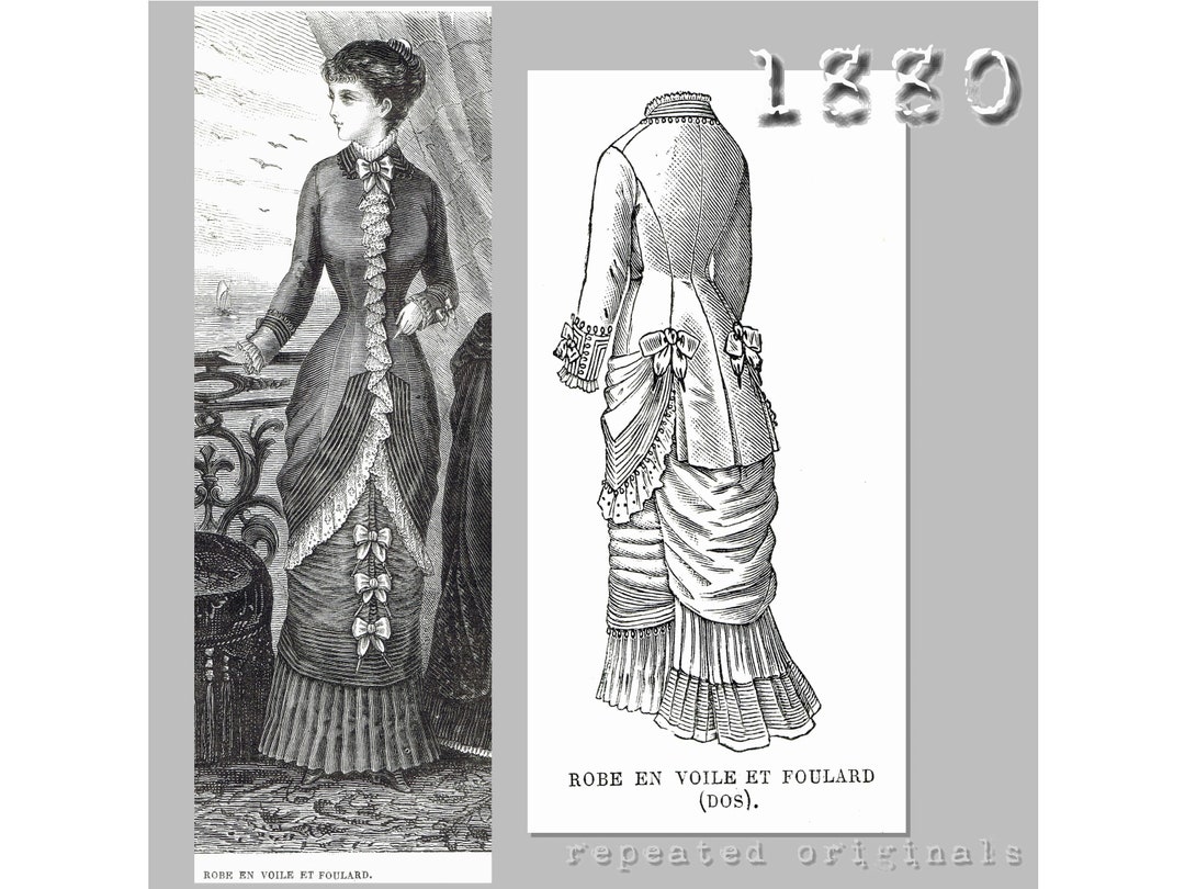 Voile and Foulard Dress - Victorian Reproduction PDF Pattern - 1880's ...