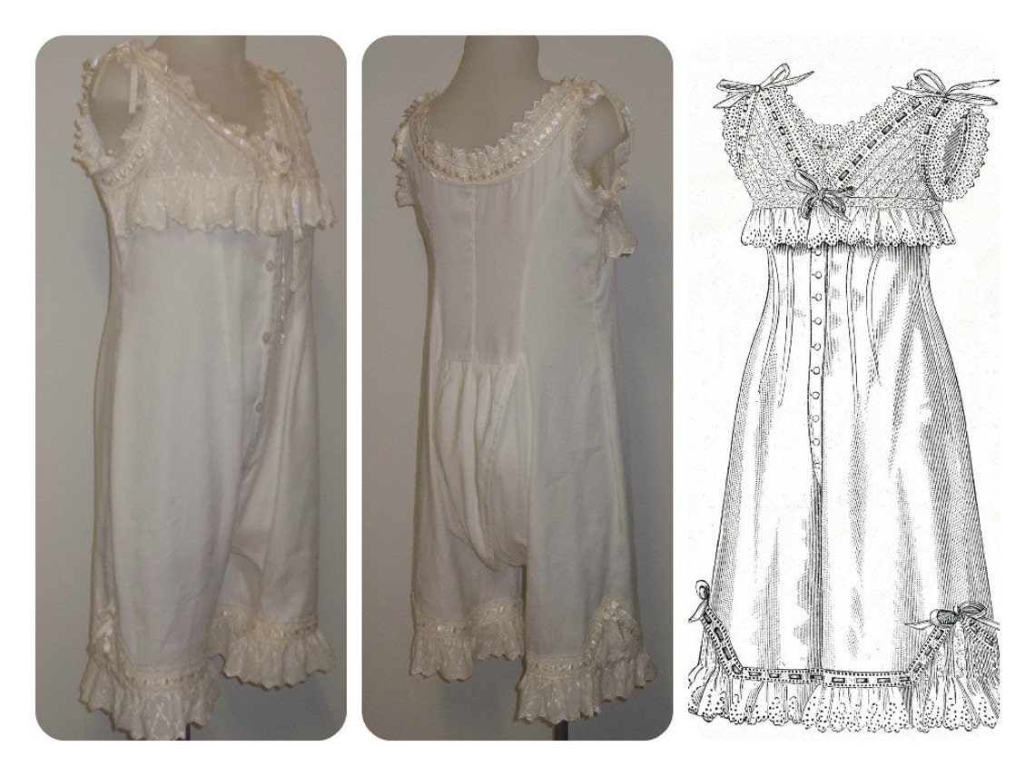 Combinations With Embroidered Yoke Victorian Reproduction - Etsy