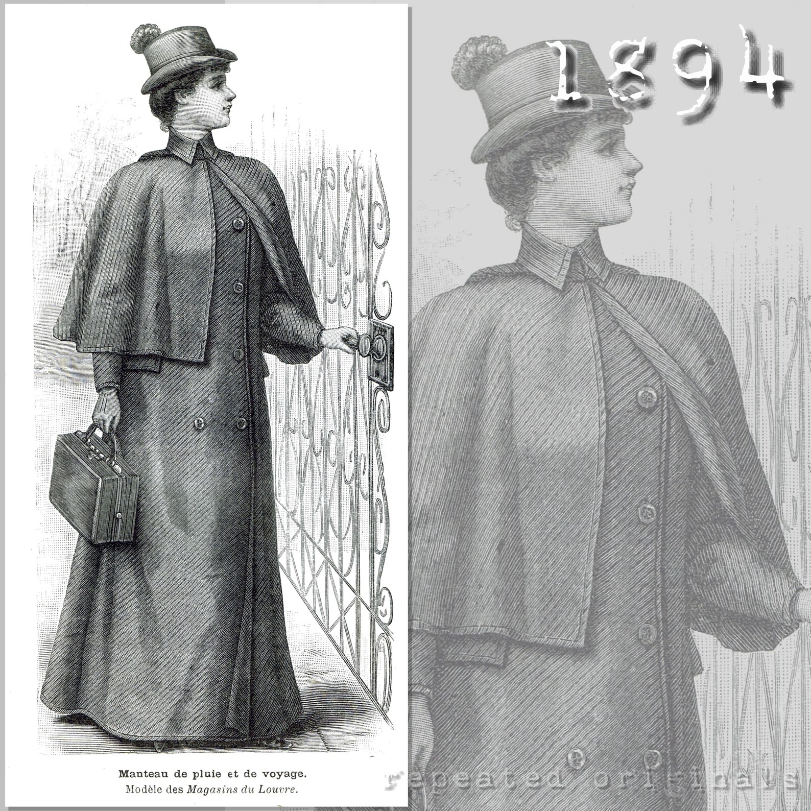 Overcoat/raincoat With Separate Cape/tippet With Hood - Victorian ...