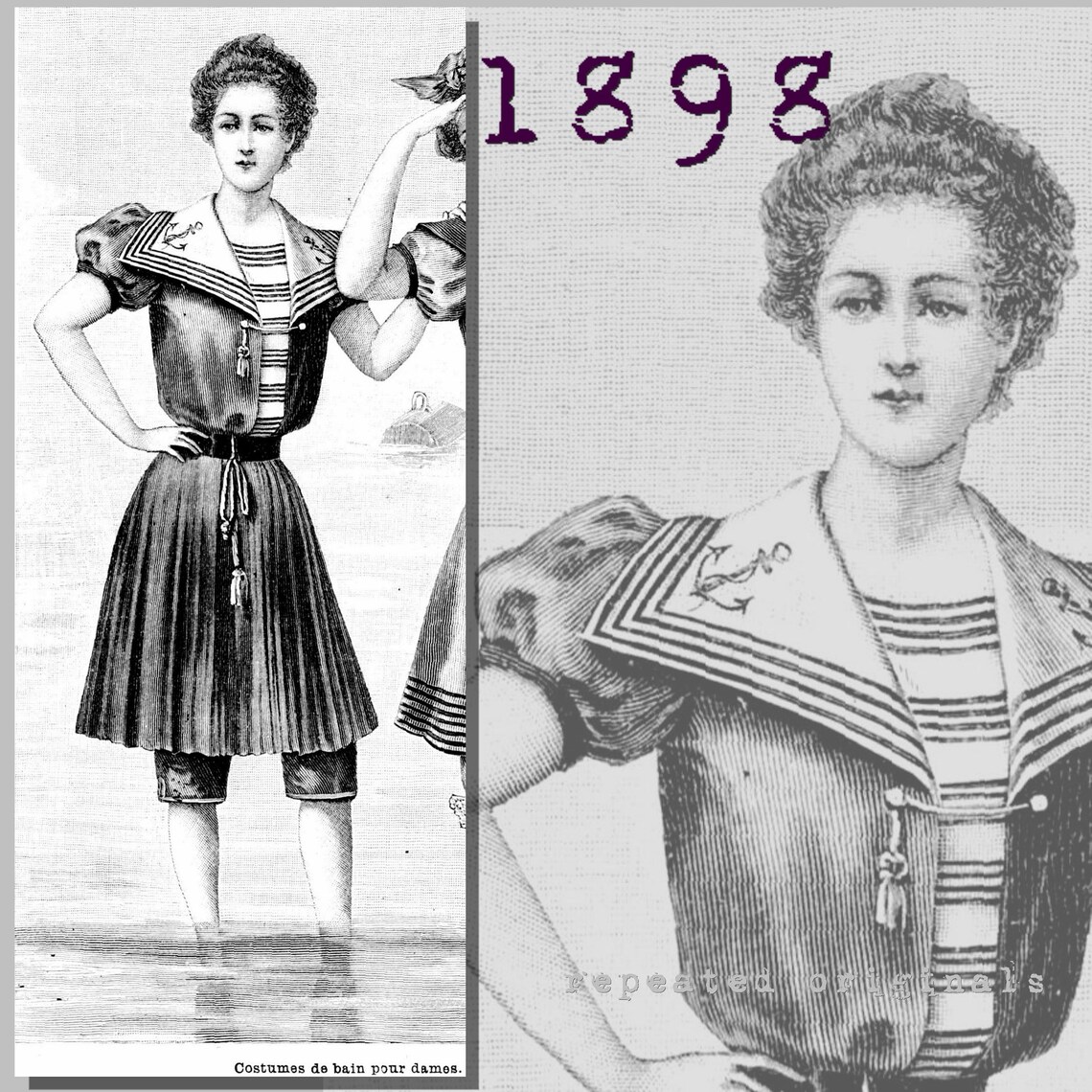 Bathing Suit Victorian Reproduction PDF Pattern 1890's - Etsy Australia
