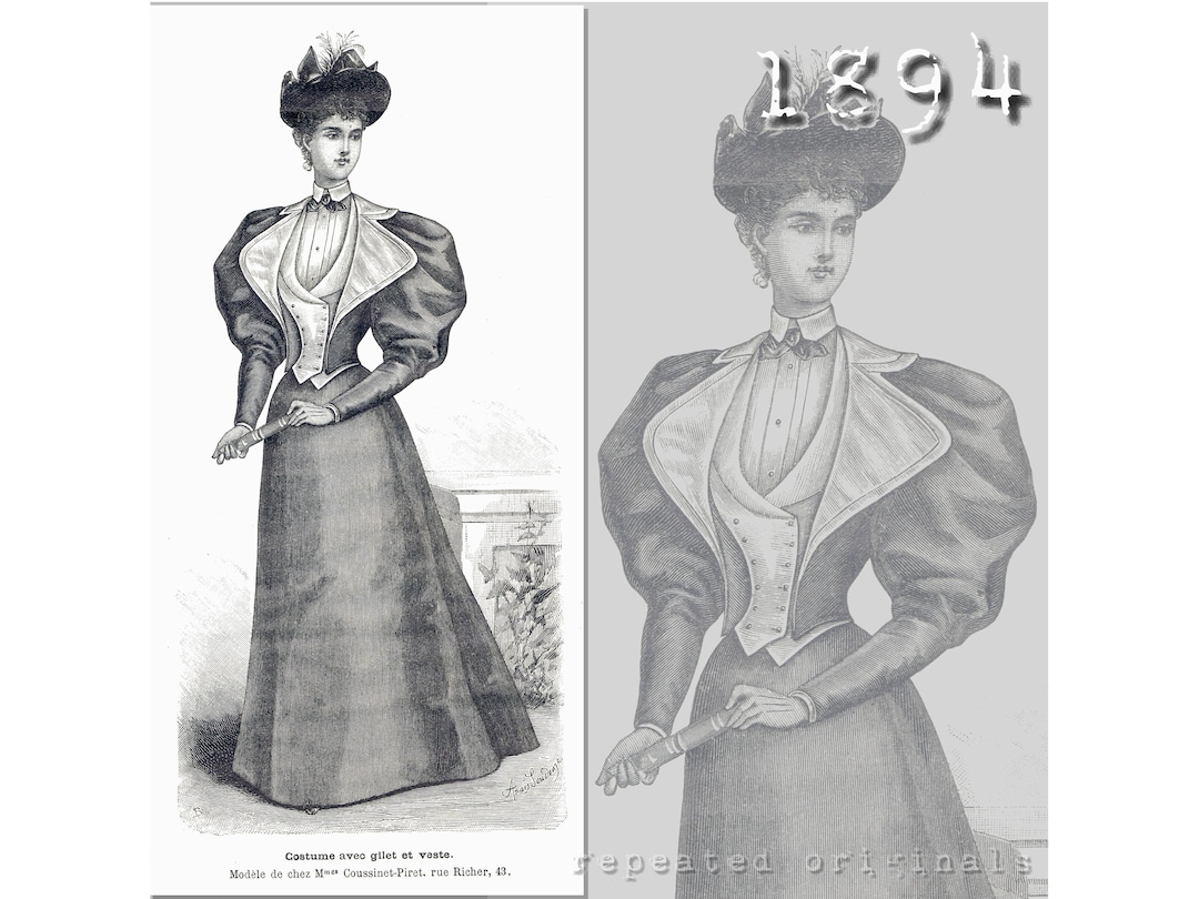 Suit Waistcoat and Jacket Victorian Reproduction PDF Pattern 1890's ...