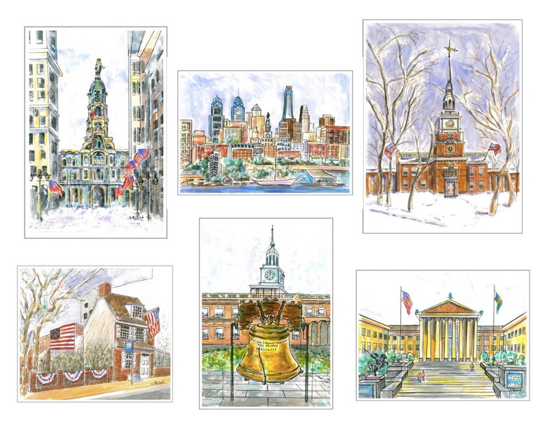 Philadelphia Independence Hall. Box of 8 Blank Note Cards. Customized ...