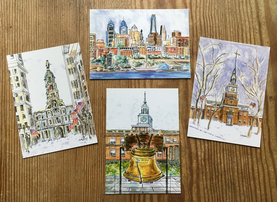 Philadelphia Postcards. Glossy 4.25" X 6." Print of Original Painting ...