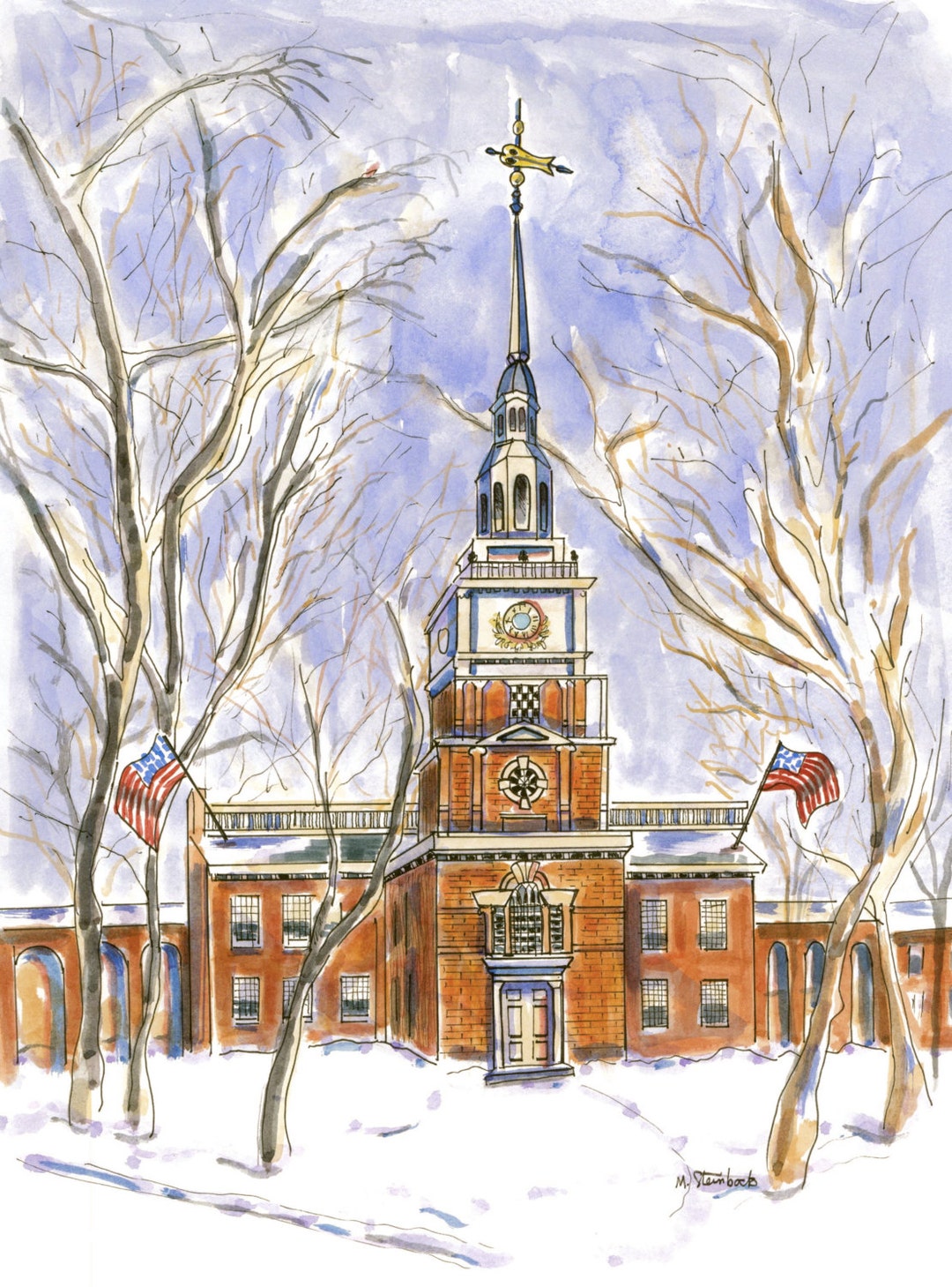 Philadelphia Independence Hall. Box of 8 Blank Note Cards. Customized ...