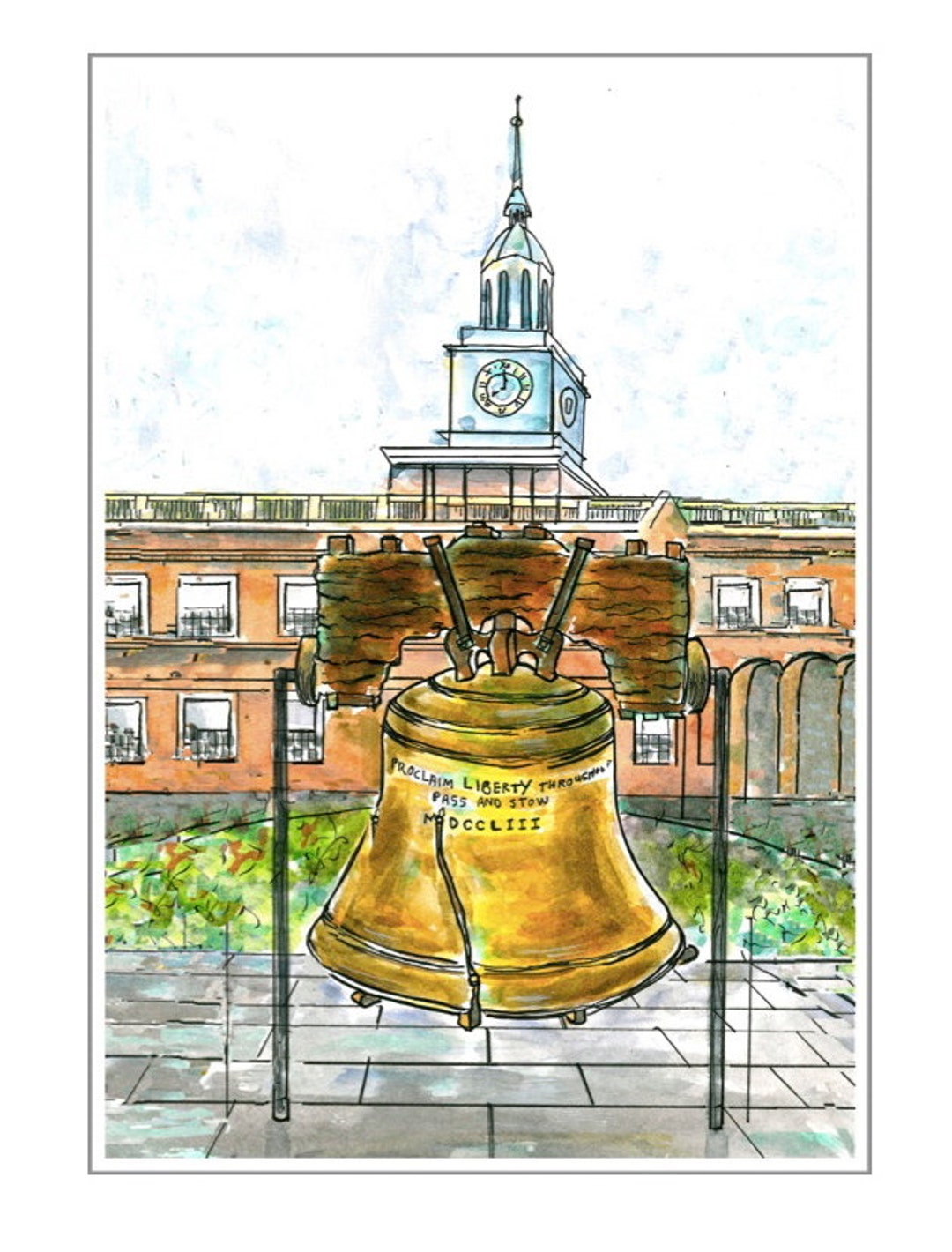 The Liberty Bell. Digital Print of Original Watercolor/ink Painting ...