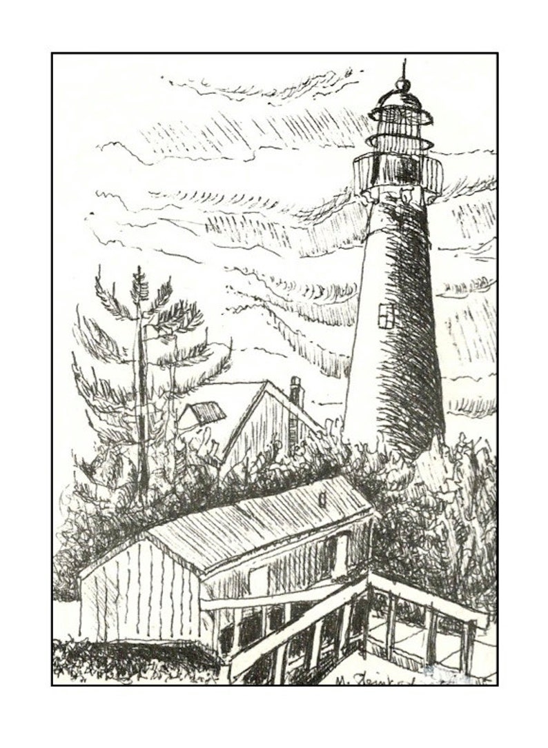 Lighthouse. Blank Note Card. Mixed Media. Black/white or Color ...
