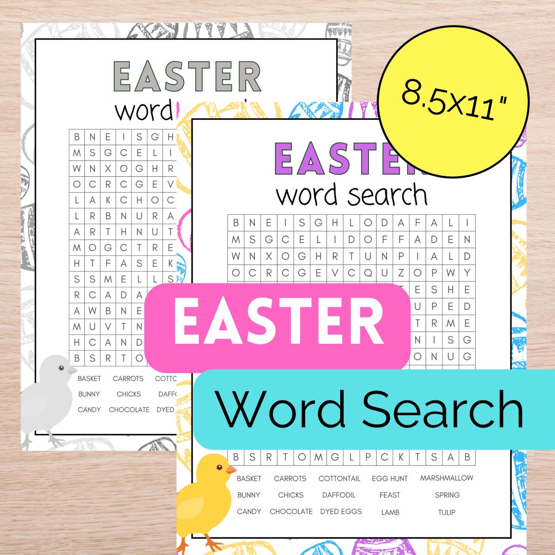 Easter Word Search, Editable Digital Word Search Template, Printable ...