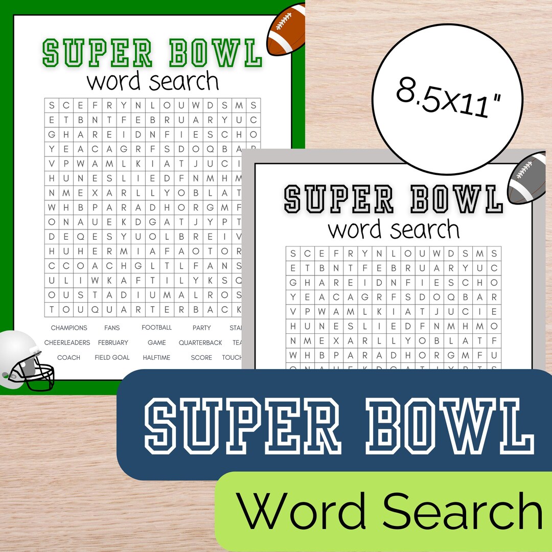 Super Bowl Word Search, Editable Digital Word Search Template ...